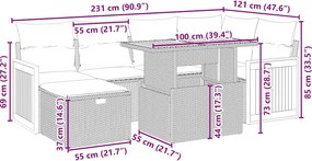 7dílná zahradní sedací souprava s poduškami béžová polyratan 3276250
