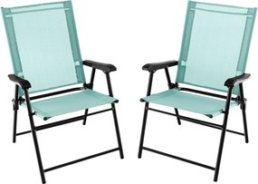 Costway Plážová lehátka Sada 2 skládacích křesel na terasu mátově, zelený
