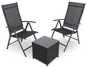 Zahradní balkonový set Fulvio - 2 židle, černá