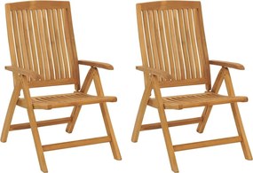 Skládací polohovací křesla s polštáři 2 ks, masivní teak 3196433