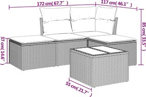 5dílná zahradní sedací souprava s poduškami černá polyratan 3217485