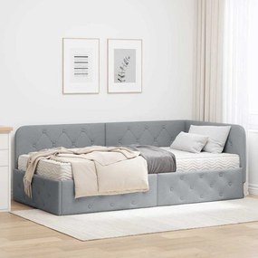 Rohový rám postele Světle šedá 100 x 200 cm textil 3394053