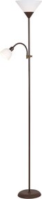 Rabalux Hnědá stojací lampa Action s bílými stínidly pro žárovky E27+E14 4188