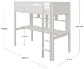 FN Vysoká postel s prac. deskou a policemi Romantic 461 bílá