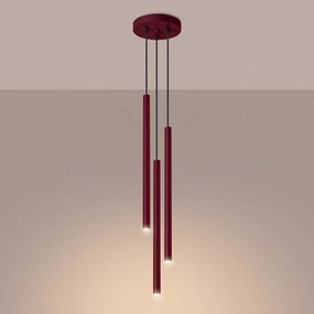 Sollux Lighting Závěsné svítidlo PASTELO 3P bordó