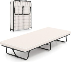 Costway Postel pro hosty s matrací Skládací jednolůžko do 120 kg Stabilní kovová