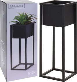 H&S Collection Květináč na stojanu kovový černý 60 cm [424175]