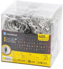 Aigostar - LED Ven. ván. řetěz 400xLED/6W/230V/8 funkcí 20x0,4m IP44 teplá bílá