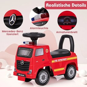 Costway Mercedes Benz pojízdné auto tlačné auto s úložným prostorem hasičská