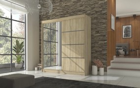 ADRK Furniture Posuvná skříň s zrcadlem GILTON 200 ADRK-SW-GIL-S-200
