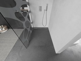 Mexen Kioto L, sprchová zástěna Walk-In 70 x 200 cm, 8mm čiré sklo bílý vzor, ​​broušená ocel profil, 800-070-103-97-97