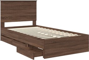 Rám postele se zásuvkou Hnědý dub 100 x 200 cm Inženýrské dřevo 3411151