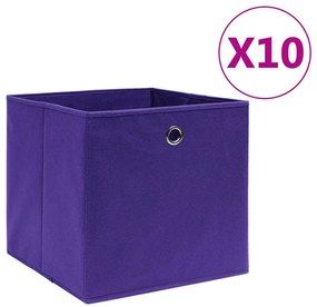 Úložné boxy 10 ks netkaná textilie 28 x 28 x 28 cm fialové