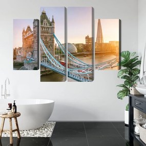 Vícedílný obraz Tower Bridge Při Východu Slunce Nedostatek Nedostatek Přírodní plátno 200x150