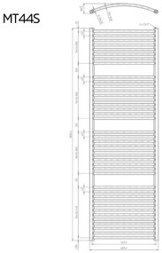 Mereo Mereo, Otopný žebřík oblý, bílý, středové připojení, MT44S