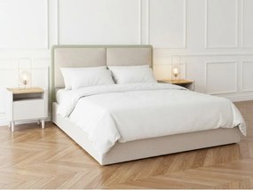 Béžová čalouněná dvoulůžková postel s úložným prostorem s roštem 180x200 cm Mara – Bobochic Paris