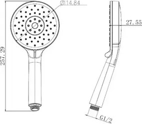 Kielle Sprchová hlavice 115 mm matná černá / Sprchová hlavice / 3 prou