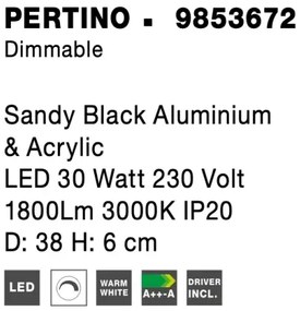 Stropní svítidlo LED se stmíváním Pertino 38 3000K černé