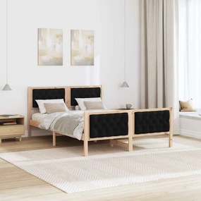 Rám postele s čelo Černá 140 x 190 cm Masivní borové dřevo 3394295