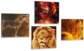 Set obrazů abstraktní zvířata - 4x 60x60 cm