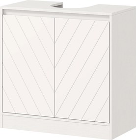 HOMCOM spodní skříňka pod umyvadlo, koupelnová skříňka s 2 dveřmi, výškově nastavitelná police pro umyvadlo s nebo bez soklu, 60x30x59,8 cm, bílá