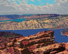 zuty zuty - malování podle čísel - vodní nádrž flaming gorge, 80x100 cm, plátno