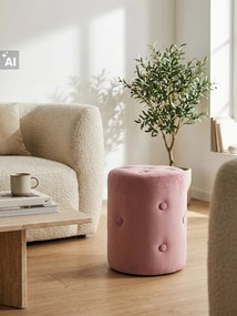 Sinsay - Čalouněný puf s ozdobnými knoflíky - pastelová růžová