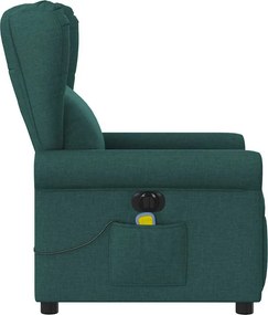 Elektrické masážní polohovací křeslo tmavě zelené textil 3303370