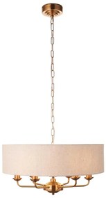 Endon 110722 - Lustr na řetězu HIGHCLERE 6xE14/40W/230V béžová/mosaz pr. 55 cm 110722