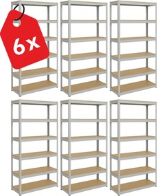 Regál 220x120x40 cm zinkovaný 6-policový, nosnost 1050 kg - 6ks