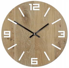 M.Clock Dřevěné nástěnné hodiny 49cm,bílá,hnědá,černá
