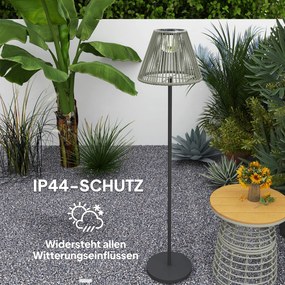 Outsunny Solární stojací lampa ratan Solární lampy se světelným senzorem 25 LED světel Solární světlo v boho stylu Ø33 x 135 cm
