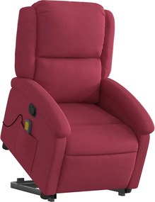 Zvedací masážní polohovací křeslo vínové samet 3204316