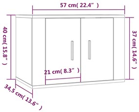 Nástěnné TV skříňky 3 ks kouřový dub 57 x 34,5 x 40 cm