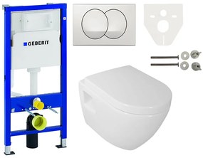 AKCE/SET/LIVERO Geberit - Modul pro závěsné WC Duofix Delta 12 s tlačítkem Delta20, alpská bílá + NERA závěsná WC mísa, 35,5x50 cm, bílá + DONA WC se…