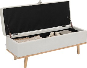 HOMCOM úložná lavice s úložným prostorem 80L, s látkovým potahem a dřevěnými nohami, 118x42x45 cm, krémová