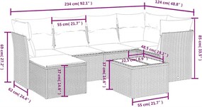 7dílná zahradní sedací souprava s poduškami černá polyratan 3263181