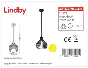 Lindby - Lustr na lanku FRANCES 1xE27/60W/230V LW1126