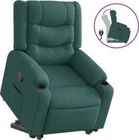 Zvedací polohovací křeslo tmavě zelené textil 3310264