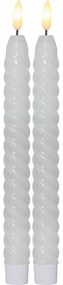Sada 2 bílých voskových LED svíček Star Trading Flamme Swirl Antique, výška 25 cm