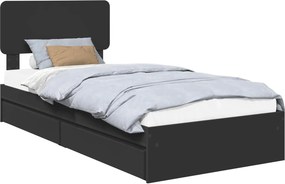 Postel s úložným prostorem Černá 90 x 190 cm Kompozitní dřevo 3412319