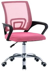 Autronic Kancelářská židle potah růžová látka MESH a síťovina MESH, výškově nastavitelná, kovový chromovaný kříž (KA-L103 PINK)