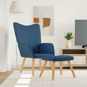 Relaxační křeslo se stoličkou modré textil 327934