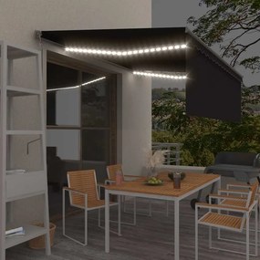 Automatická markýza roleta LED senzor větru 4,5x3 m antracitová 3069454