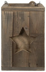 Dřevěná retro lucerna s hvězdou Star – 19x19x28 cm