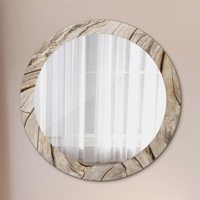 Kulaté zrcadlo tištěný rám Prasklé dřevo fi 80 cm