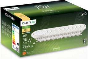 10x Led žárovka G53 AR111 10W 75W 1055lm 3000K Teplá 38° 12V Lumiled