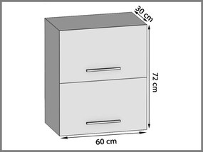 Kuchyňská skříňka Belini horní 60 cm dub wotan  TOR SGP2-60/2/WT/DW/0/B1