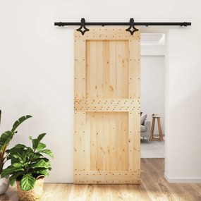 Posuvné dveře s kováním 90 x 210 cm masivní borové dřevo,  3203148