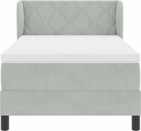 Postel s boxspringem s čelo Světle šedá 90 x 200 cm samet 3340424
